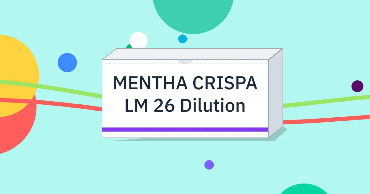 Symbolbild: Packung mit der Aufschrift MENTHA CRISPA LM 26 Dilution (PZN 13603929) – Verfügbarkeit und Bezug in Apotheken in Frankfurt am Main