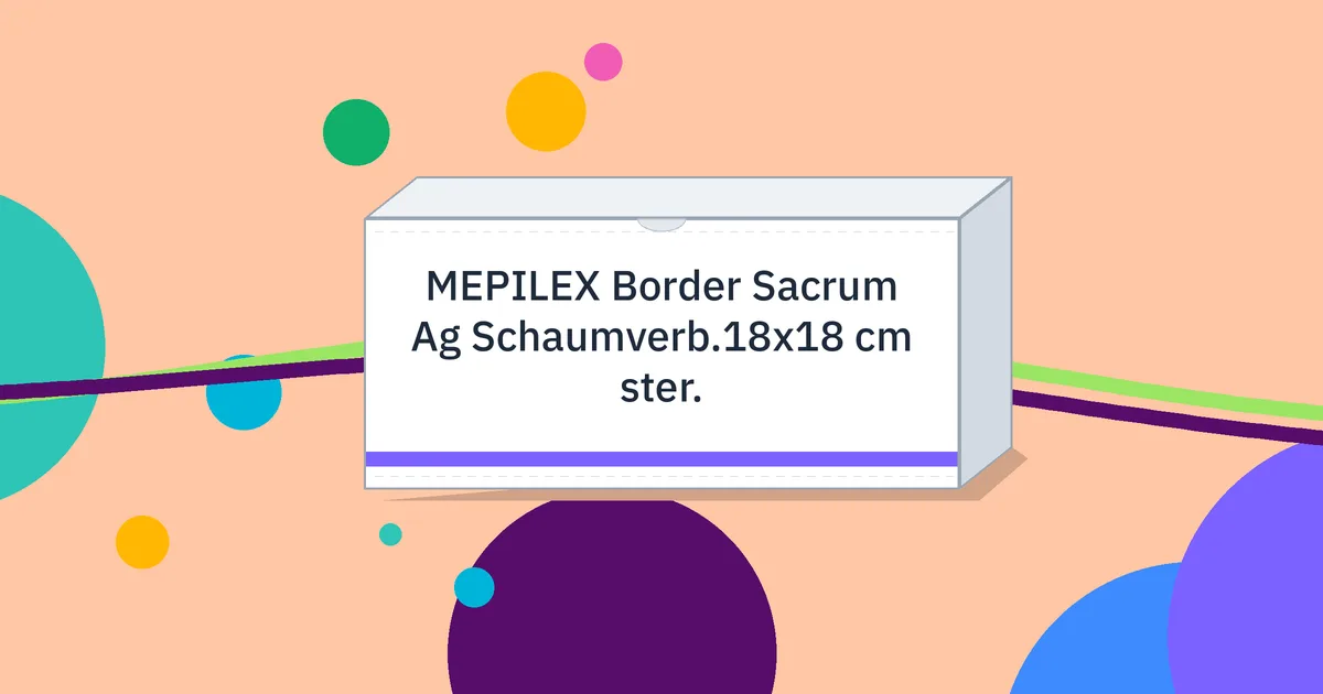 Symbolbild: Packung mit der Aufschrift MEPILEX Border Sacrum Ag Schaumverb.18x18 cm ster. (PZN 11639320) – Verfügbarkeit und Bezug in Apotheken in Frankfurt am Main