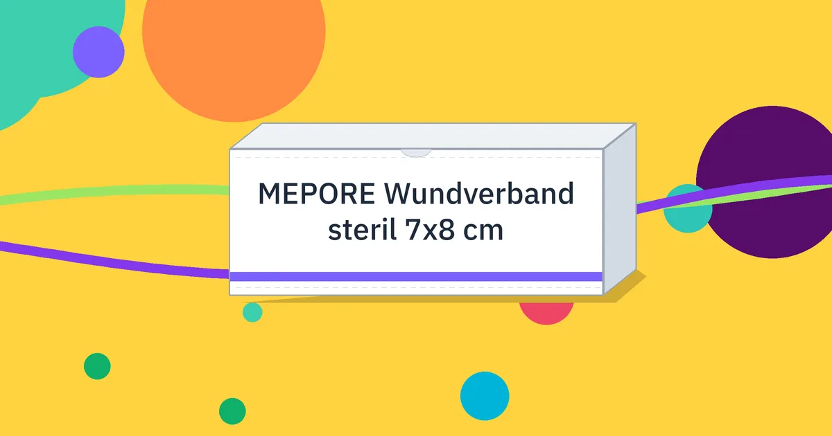 Symbolbild: Packung mit der Aufschrift MEPORE Wundverband steril 7x8 cm (PZN 17200246) – Verfügbarkeit und Bezug in Apotheken in Frankfurt am Main