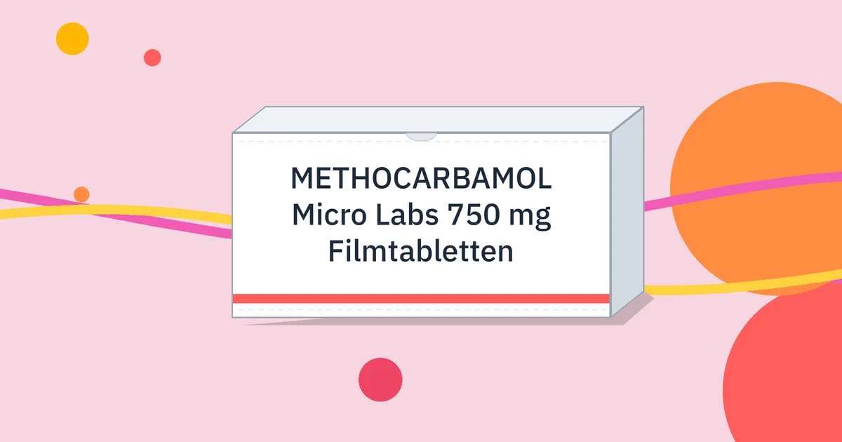 Symbolbild: Packung mit der Aufschrift METHOCARBAMOL Micro Labs 750 mg Filmtabletten (PZN 19236567) – Verfügbarkeit und Bezug in Apotheken in Frankfurt am Main