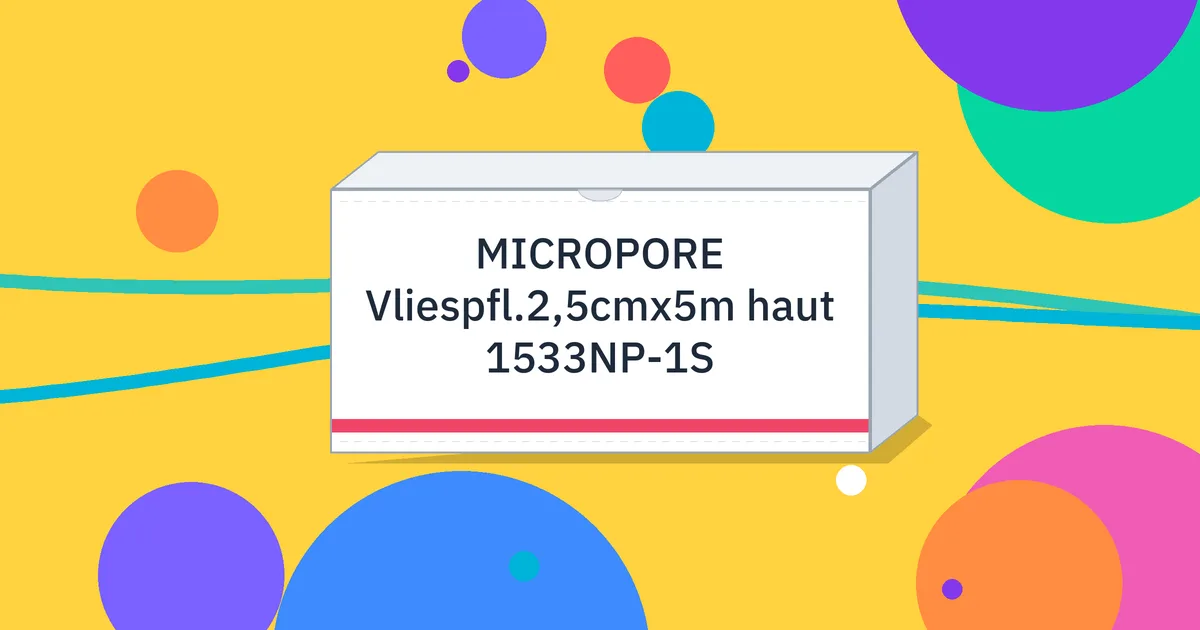 Symbolbild: Packung mit der Aufschrift MICROPORE Vliespfl.2,5cmx5m haut 1533NP-1S (PZN 12483104) – Verfügbarkeit und Bezug in Apotheken in Frankfurt am Main