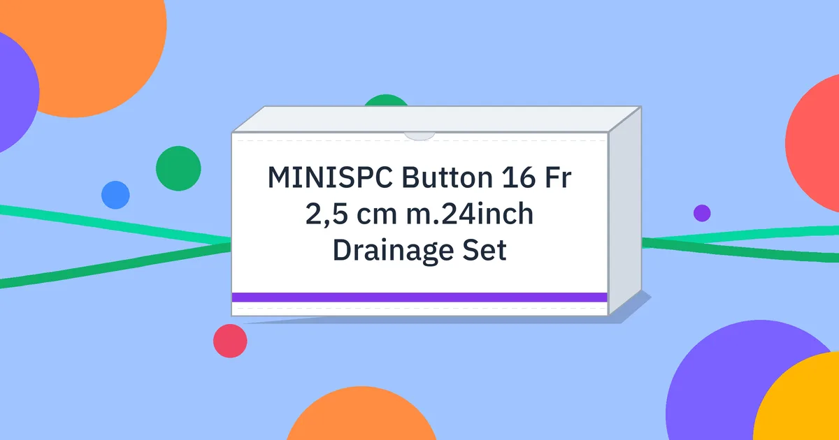 Symbolbild: Packung mit der Aufschrift MINISPC Button 16 Fr 2,5 cm m.24inch Drainage Set (PZN 20821986) – Verfügbarkeit und Bezug in Apotheken in Frankfurt am Main