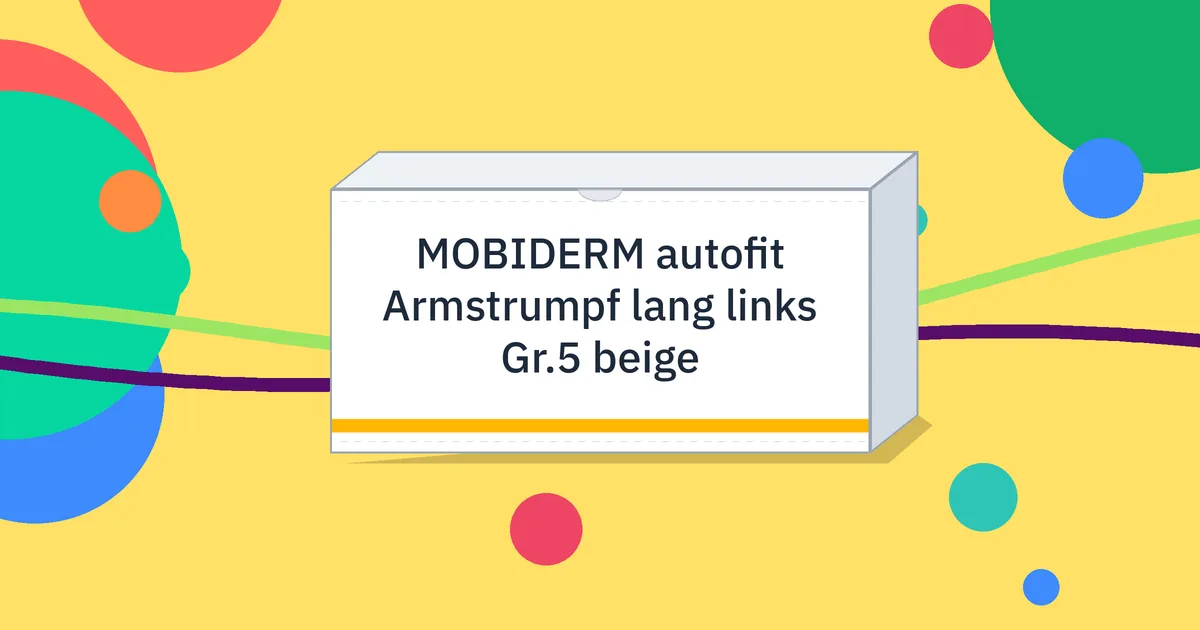 Symbolbild: Packung mit der Aufschrift MOBIDERM autofit Armstrumpf lang links Gr.5 beige (PZN 13969814) – Verfügbarkeit und Bezug in Apotheken in Frankfurt am Main