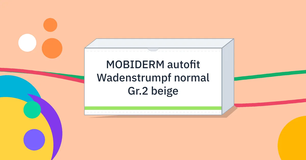 Symbolbild: Packung mit der Aufschrift MOBIDERM autofit Wadenstrumpf normal Gr.2 beige (PZN 13969955) – Verfügbarkeit und Bezug in Apotheken in Frankfurt am Main