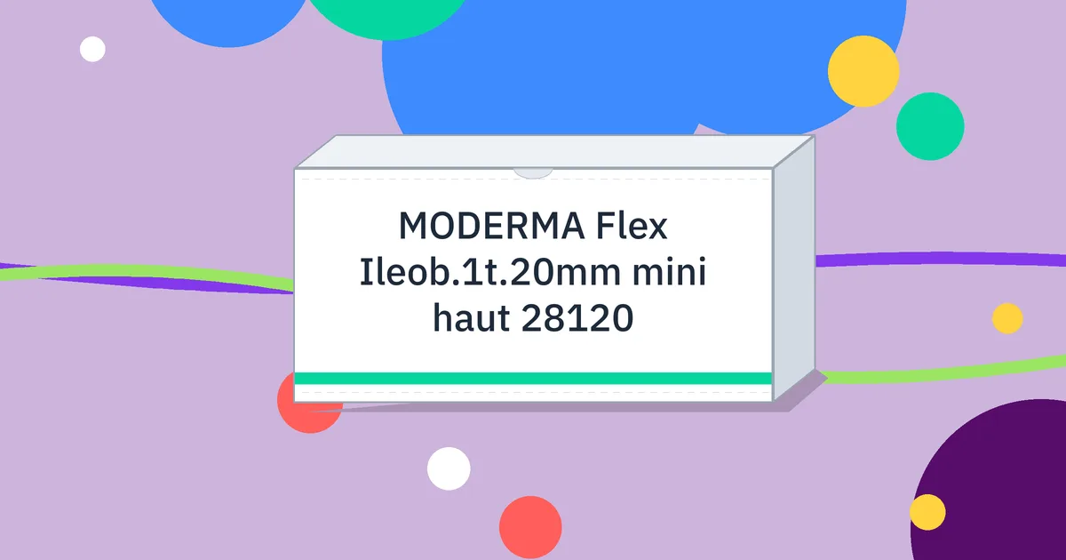 Symbolbild: Packung mit der Aufschrift MODERMA Flex Ileob.1t.20mm mini haut 28120 (PZN 00205819) – Verfügbarkeit und Bezug in Apotheken in Frankfurt am Main