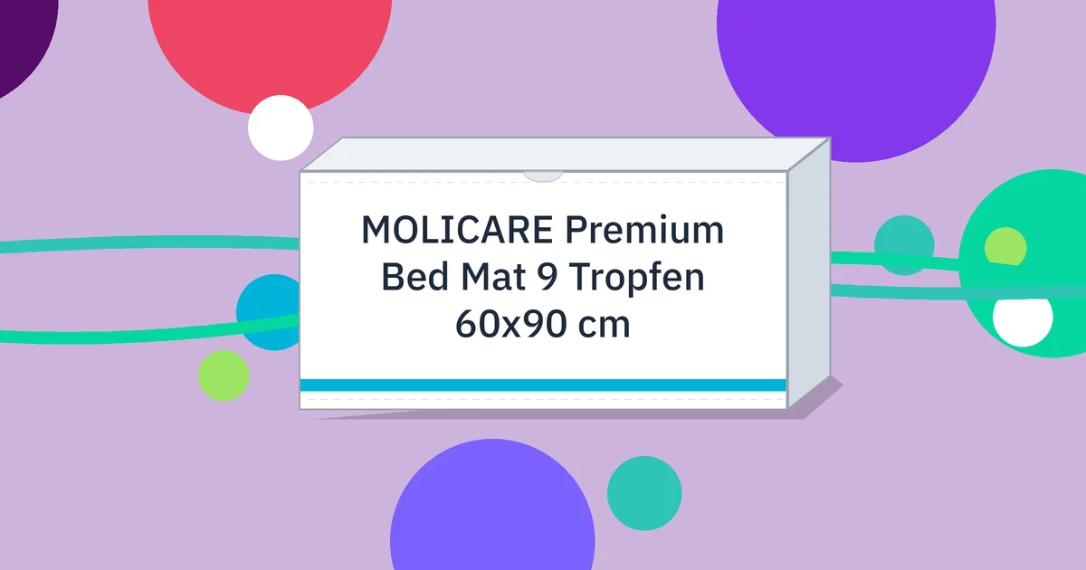 Symbolbild: Packung mit der Aufschrift MOLICARE Premium Bed Mat 9 Tropfen 60x90 cm (PZN 16349986) – Verfügbarkeit und Bezug in Apotheken in Frankfurt am Main