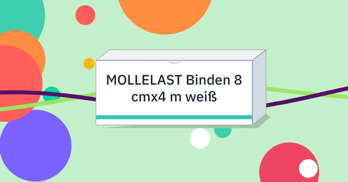 Symbolbild: Packung mit der Aufschrift MOLLELAST Binden 8 cmx4 m weiß (PZN 04781566) – Verfügbarkeit und Bezug in Apotheken in Frankfurt am Main