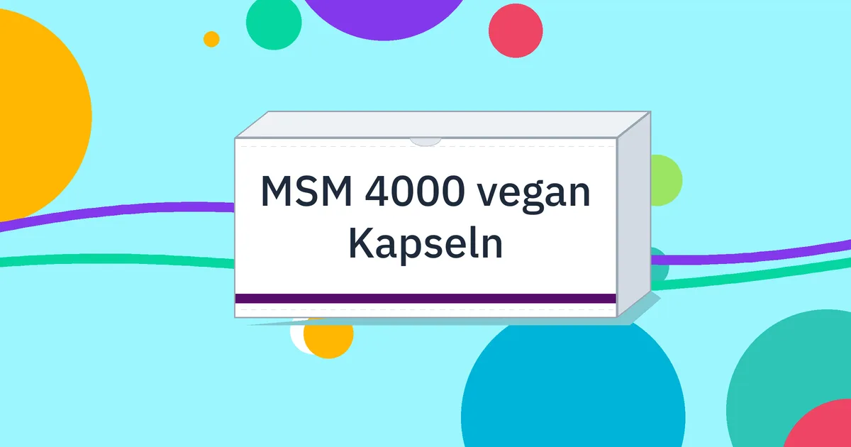 Symbolbild: Packung mit der Aufschrift MSM 4000 vegan Kapseln (PZN 19430938) – Verfügbarkeit und Bezug in Apotheken in Frankfurt am Main