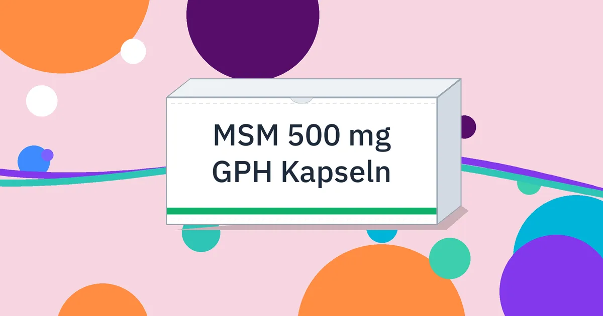 Symbolbild: Packung mit der Aufschrift MSM 500 mg GPH Kapseln (PZN 04411674) – Verfügbarkeit und Bezug in Apotheken in Frankfurt am Main