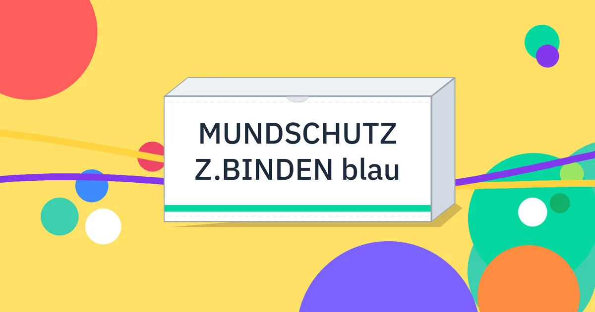 Symbolbild: Packung mit der Aufschrift MUNDSCHUTZ Z.BINDEN blau (PZN 01005270) – Verfügbarkeit und Bezug in Apotheken in Frankfurt am Main