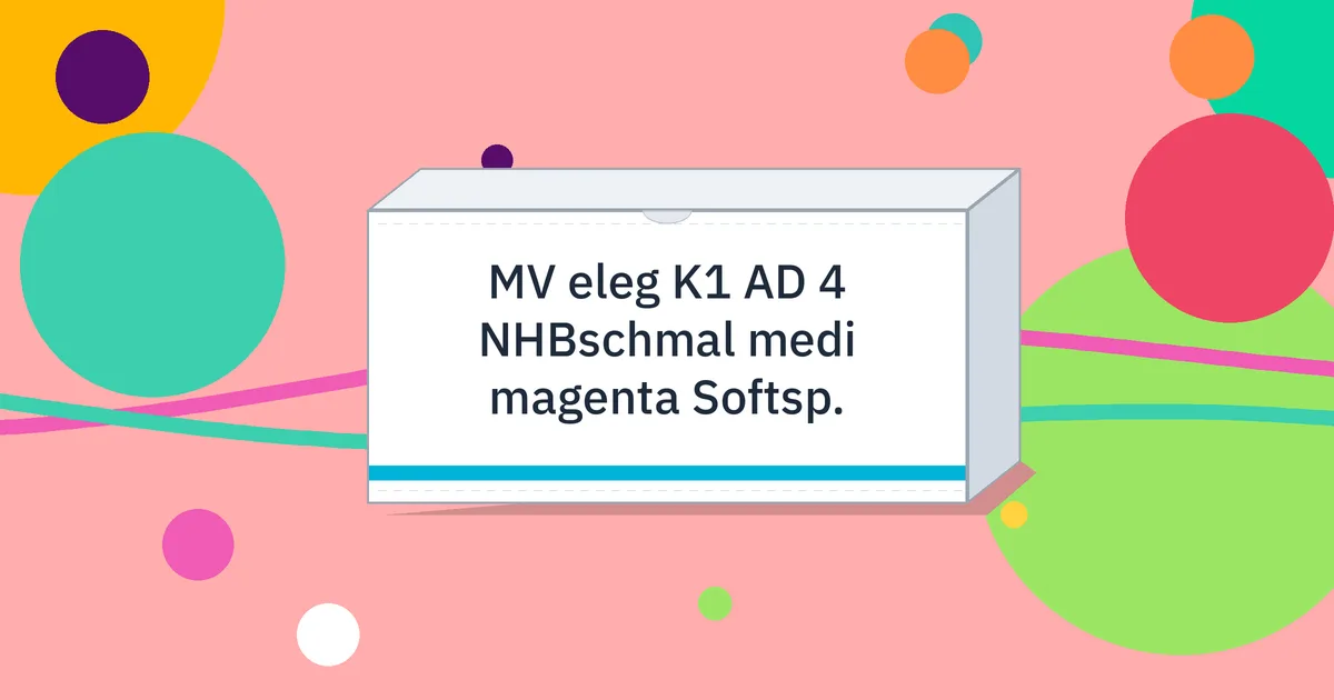 Symbolbild: Packung mit der Aufschrift MV eleg K1 AD 4 NHBschmal medi magenta Softsp. (PZN 15673621) – Verfügbarkeit und Bezug in Apotheken in Frankfurt am Main