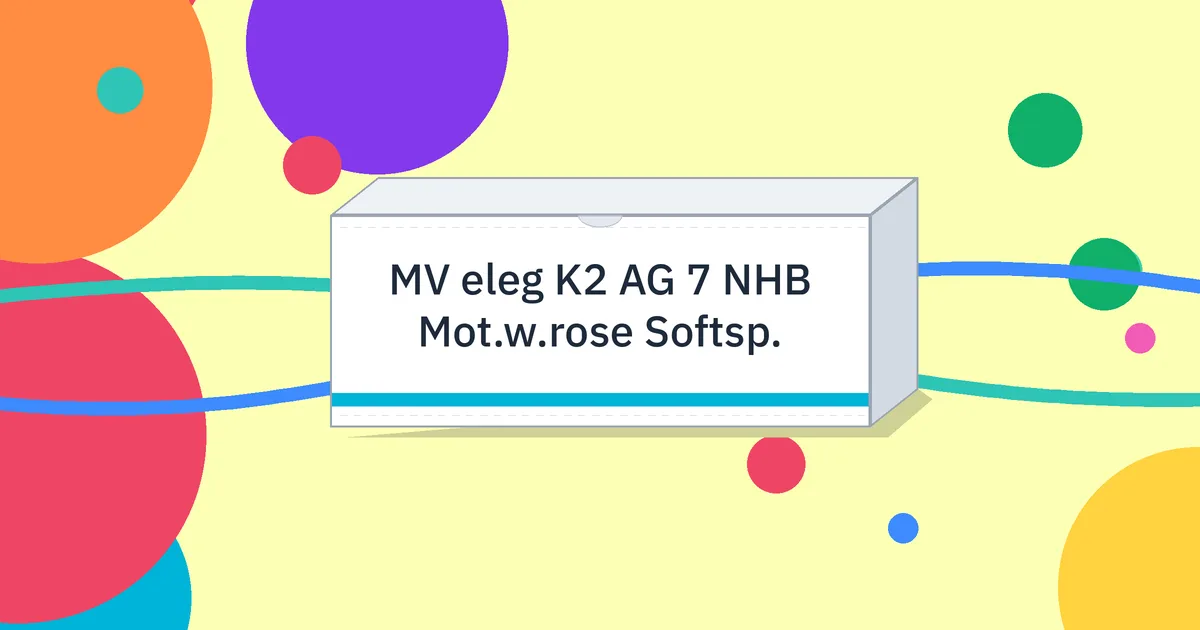 Symbolbild: Packung mit der Aufschrift MV eleg K2 AG 7 NHB Mot.w.rose Softsp. (PZN 15726719) – Verfügbarkeit und Bezug in Apotheken in Frankfurt am Main