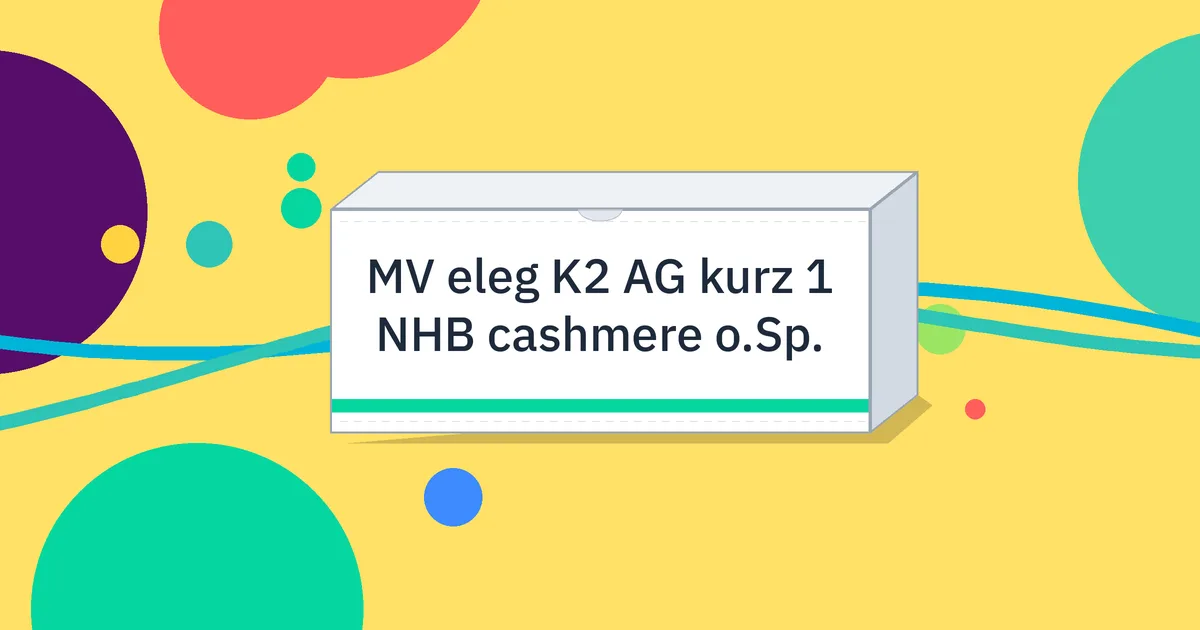 Symbolbild: Packung mit der Aufschrift MV eleg K2 AG kurz 1 NHB cashmere o.Sp. (PZN 15715756) – Verfügbarkeit und Bezug in Apotheken in Frankfurt am Main
