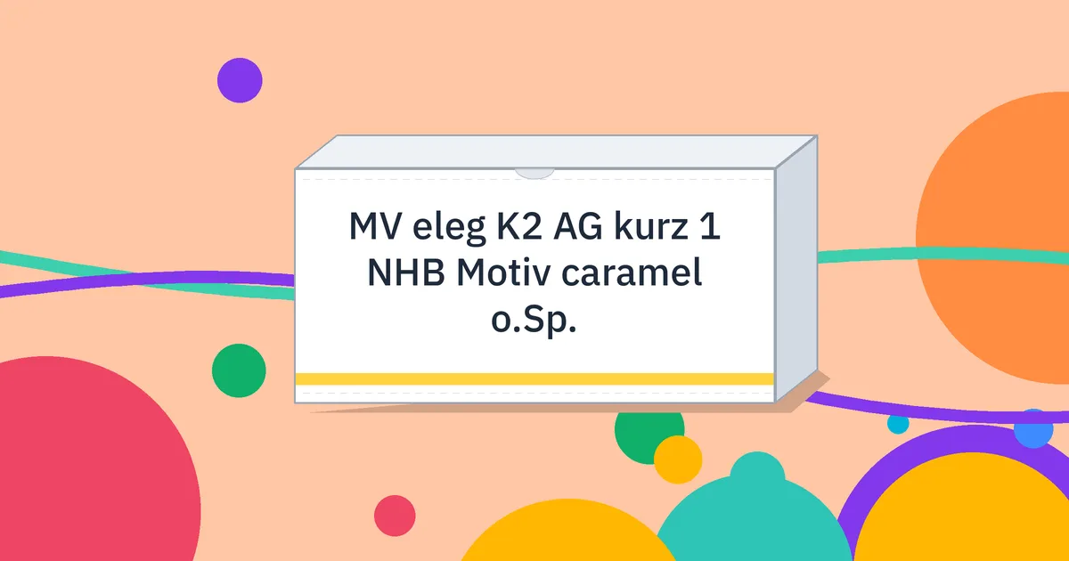 Symbolbild: Packung mit der Aufschrift MV eleg K2 AG kurz 1 NHB Motiv caramel o.Sp. (PZN 15708561) – Verfügbarkeit und Bezug in Apotheken in Frankfurt am Main