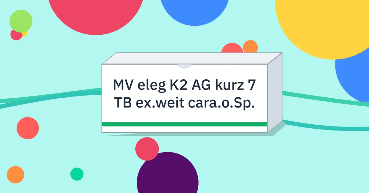 Symbolbild: Packung mit der Aufschrift MV eleg K2 AG kurz 7 TB ex.weit cara.o.Sp. (PZN 09880037) – Verfügbarkeit und Bezug in Apotheken in Frankfurt am Main