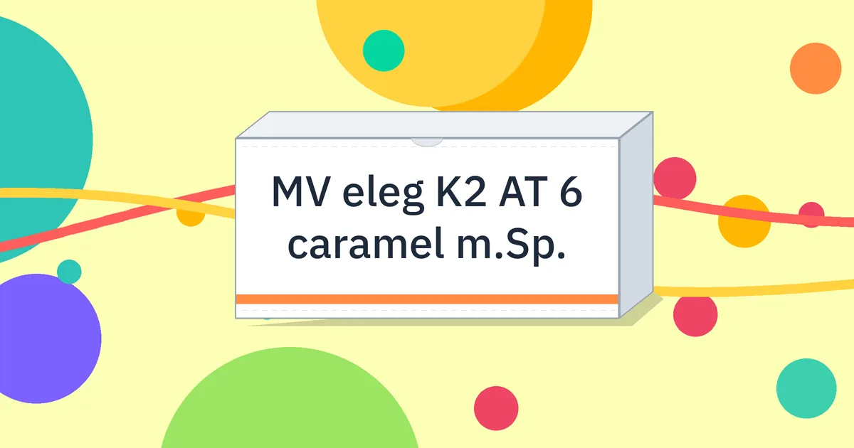 Symbolbild: Packung mit der Aufschrift MV eleg K2 AT 6 caramel m.Sp. (PZN 00529858) – Verfügbarkeit und Bezug in Apotheken in Frankfurt am Main