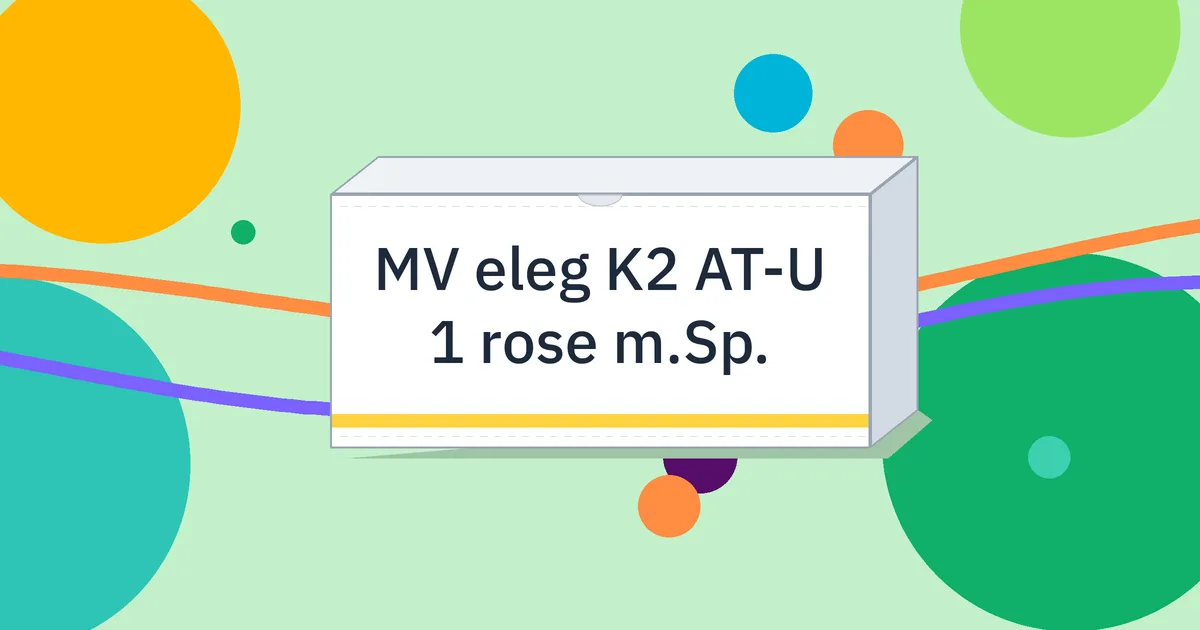 Symbolbild: Packung mit der Aufschrift MV eleg K2 AT-U 1 rose m.Sp. (PZN 15290943) – Verfügbarkeit und Bezug in Apotheken in Frankfurt am Main