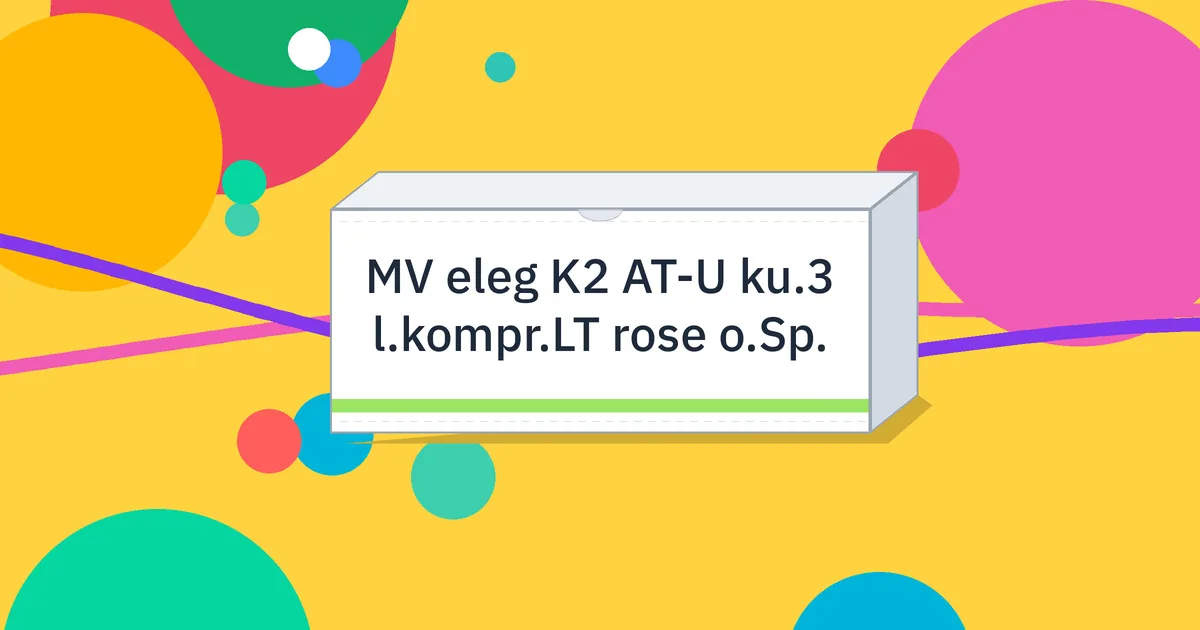 Symbolbild: Packung mit der Aufschrift MV eleg K2 AT-U ku.3 l.kompr.LT rose o.Sp. (PZN 14692496) – Verfügbarkeit und Bezug in Apotheken in Frankfurt am Main
