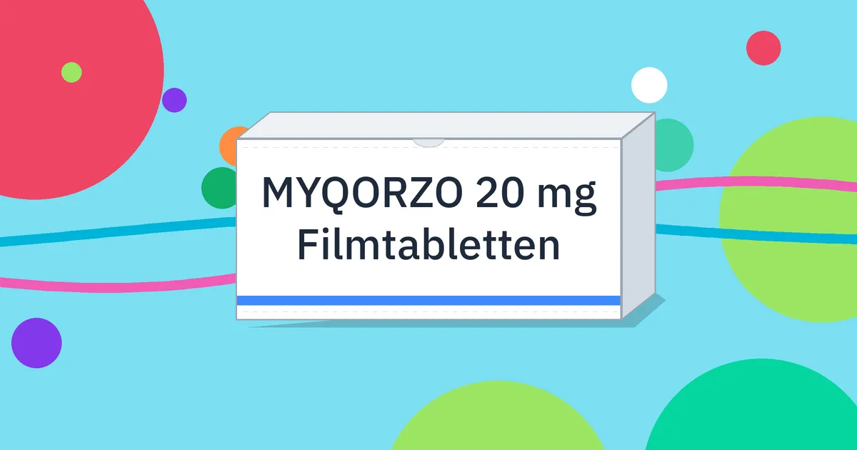 Symbolbild: Packung mit der Aufschrift MYQORZO 20 mg Filmtabletten (PZN 20231291) – Verfügbarkeit und Bezug in Apotheken in Frankfurt am Main
