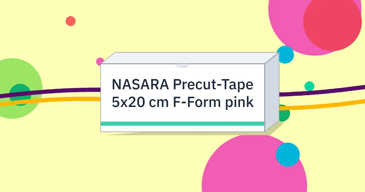 Symbolbild: Packung mit der Aufschrift NASARA Precut-Tape 5x20 cm F-Form pink (PZN 10315584) – Verfügbarkeit und Bezug in Apotheken in Frankfurt am Main