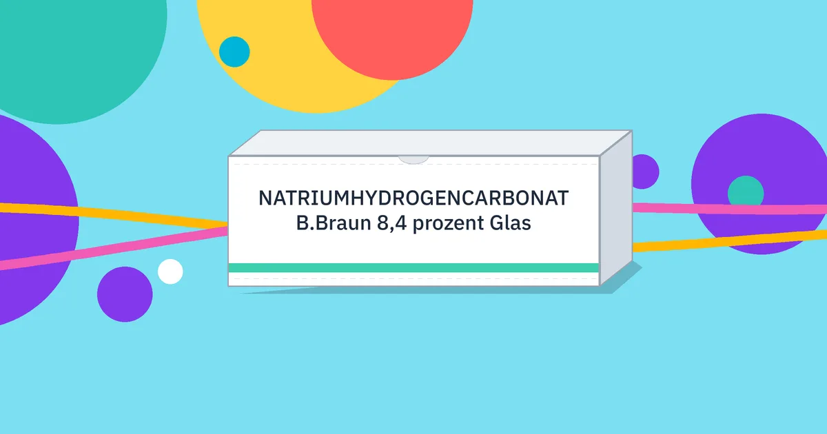 Symbolbild: Packung mit der Aufschrift NATRIUMHYDROGENCARBONAT B.Braun 8,4 prozent Glas (PZN 01579775) – Verfügbarkeit und Bezug in Apotheken in Frankfurt am Main