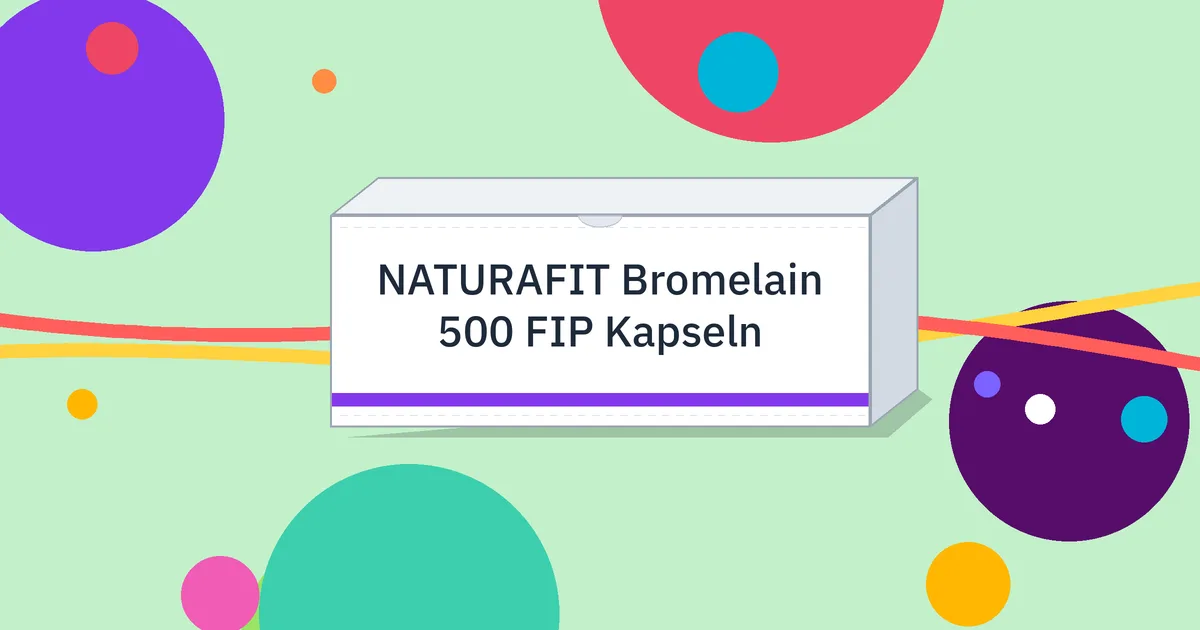Symbolbild: Packung mit der Aufschrift NATURAFIT Bromelain 500 FIP Kapseln (PZN 13058455) – Verfügbarkeit und Bezug in Apotheken in Frankfurt am Main