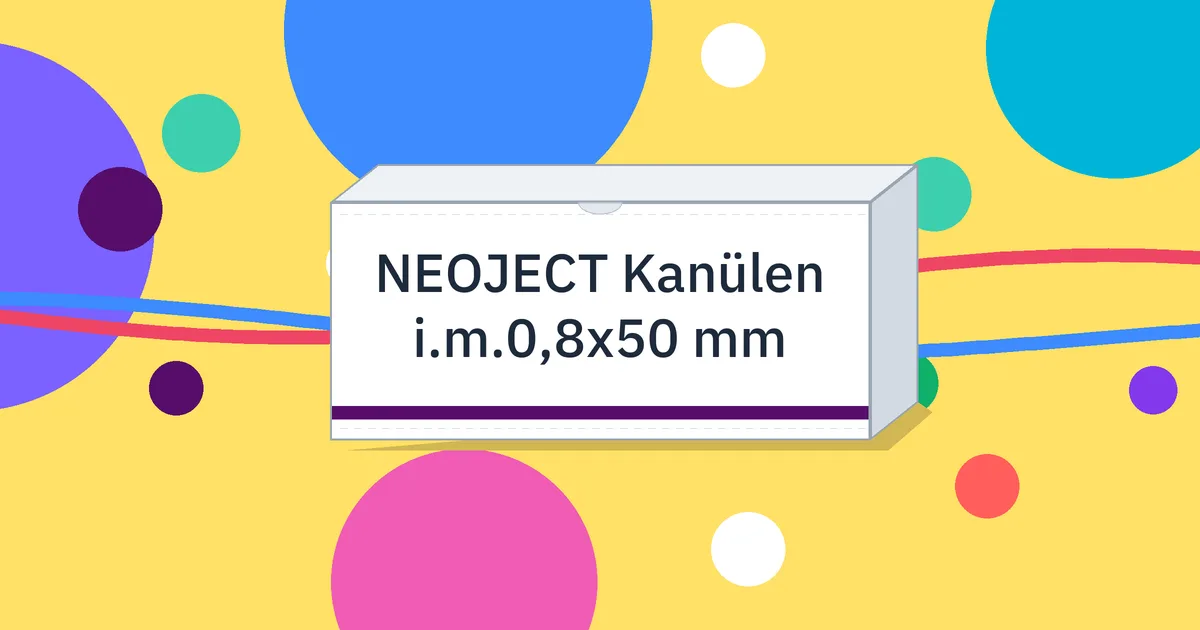 Symbolbild: Packung mit der Aufschrift NEOJECT Kanülen i.m.0,8x50 mm (PZN 03525855) – Verfügbarkeit und Bezug in Apotheken in Frankfurt am Main