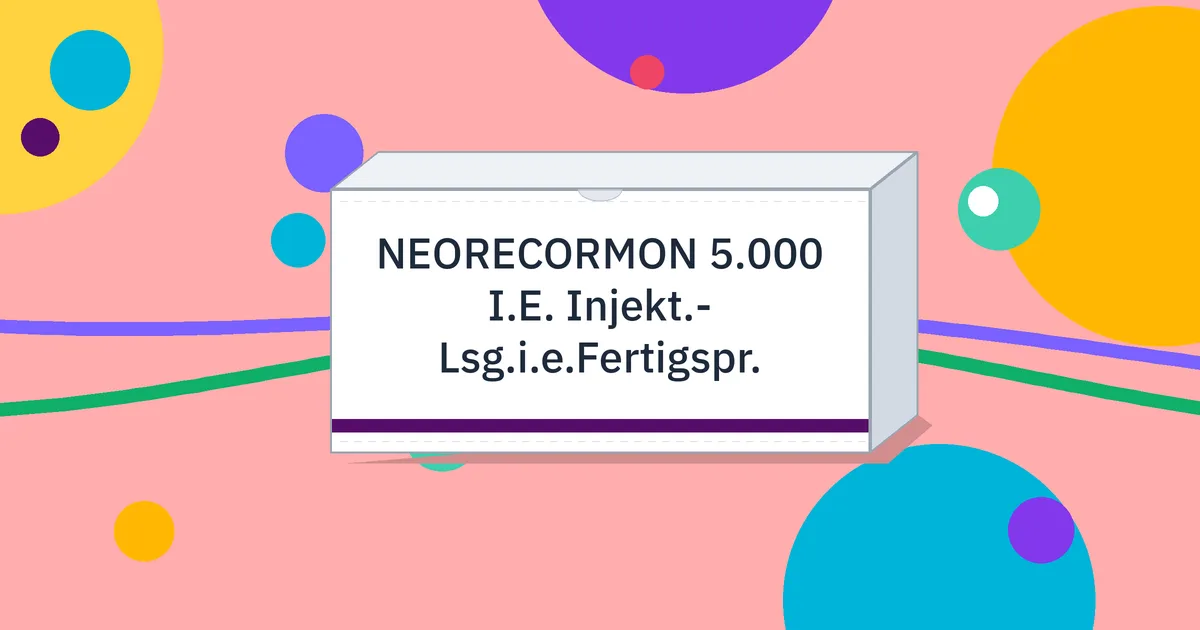 Symbolbild: Packung mit der Aufschrift NEORECORMON 5.000 I.E. Injekt.-Lsg.i.e.Fertigspr. (PZN 18321182) – Verfügbarkeit und Bezug in Apotheken in Frankfurt am Main