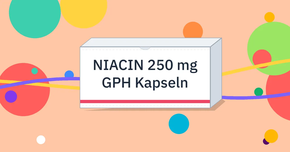 Symbolbild: Packung mit der Aufschrift NIACIN 250 mg GPH Kapseln (PZN 13578290) – Verfügbarkeit und Bezug in Apotheken in Frankfurt am Main
