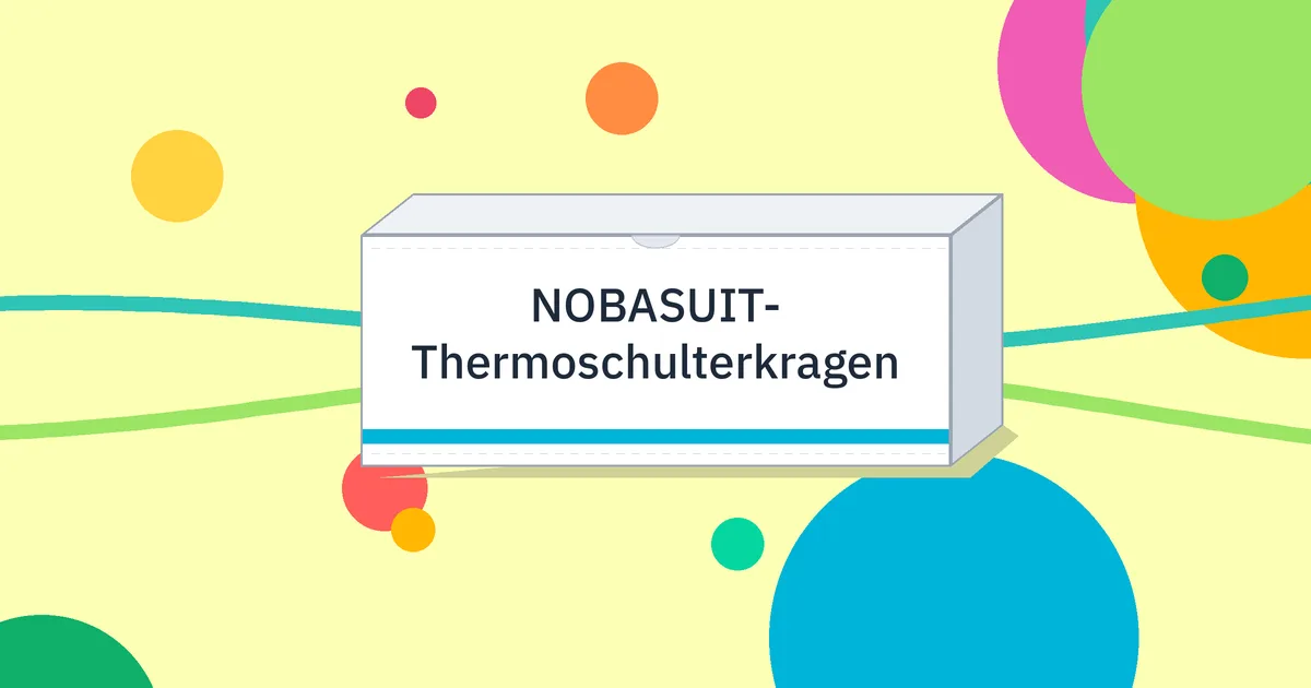 Symbolbild: Packung mit der Aufschrift NOBASUIT-Thermoschulterkragen (PZN 18388418) – Verfügbarkeit und Bezug in Apotheken in Frankfurt am Main