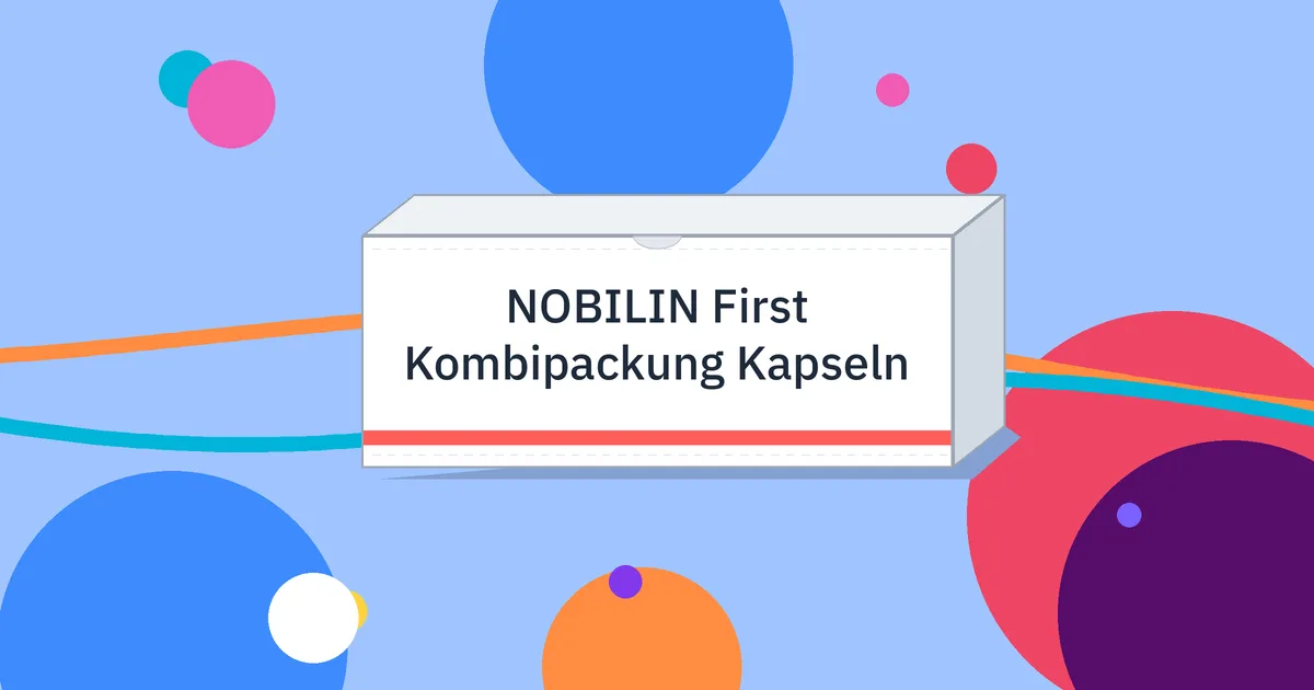 Symbolbild: Packung mit der Aufschrift NOBILIN First Kombipackung Kapseln (PZN 01397809) – Verfügbarkeit und Bezug in Apotheken in Frankfurt am Main