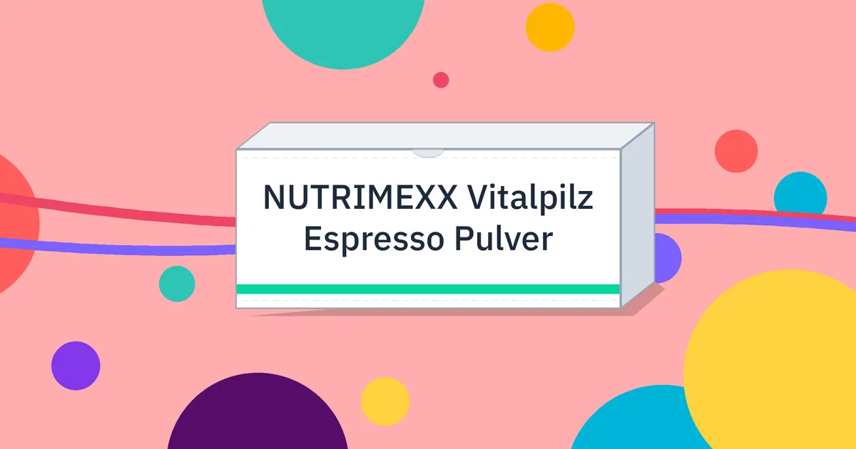 Symbolbild: Packung mit der Aufschrift NUTRIMEXX Vitalpilz Espresso Pulver (PZN 20364282) – Verfügbarkeit und Bezug in Apotheken in Frankfurt am Main