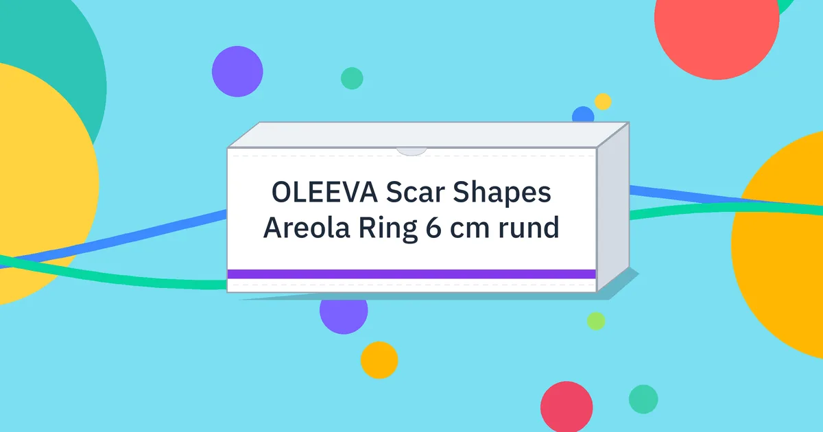 Symbolbild: Packung mit der Aufschrift OLEEVA Scar Shapes Areola Ring 6 cm rund (PZN 11577984) – Verfügbarkeit und Bezug in Apotheken in Frankfurt am Main