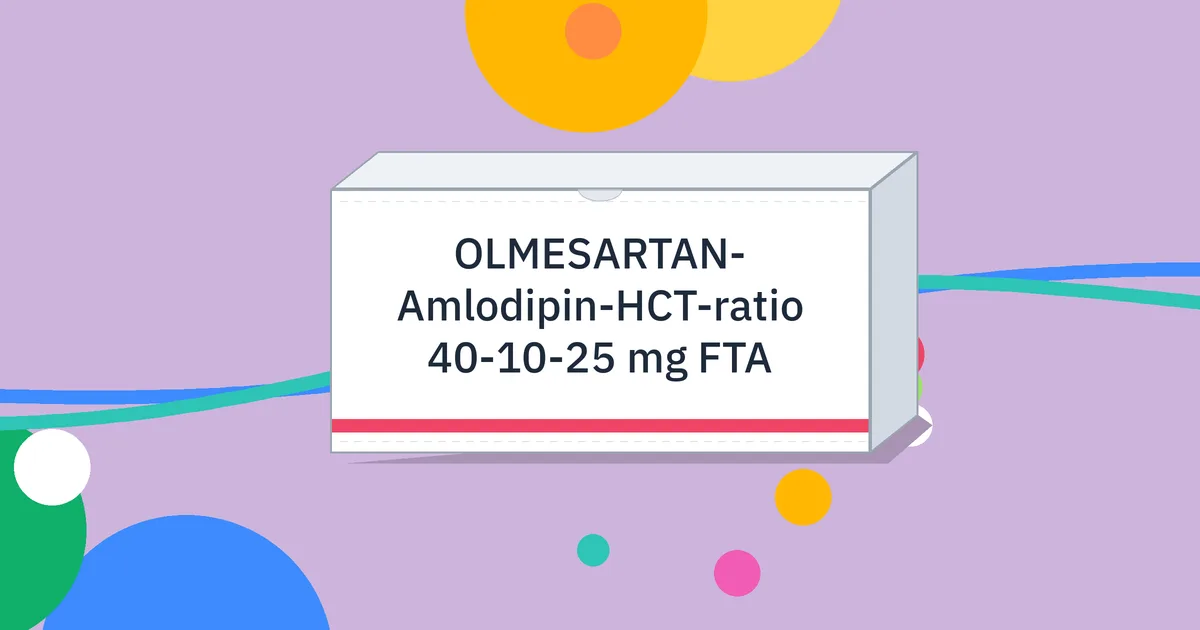 Symbolbild: Packung mit der Aufschrift OLMESARTAN-Amlodipin-HCT-ratio 40-10-25 mg FTA (PZN 16634215) – Verfügbarkeit und Bezug in Apotheken in Frankfurt am Main
