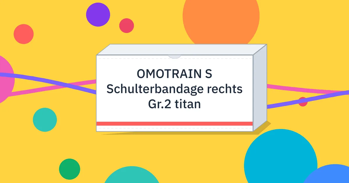 Symbolbild: Packung mit der Aufschrift OMOTRAIN S Schulterbandage rechts Gr.2 titan (PZN 01864151) – Verfügbarkeit und Bezug in Apotheken in Frankfurt am Main