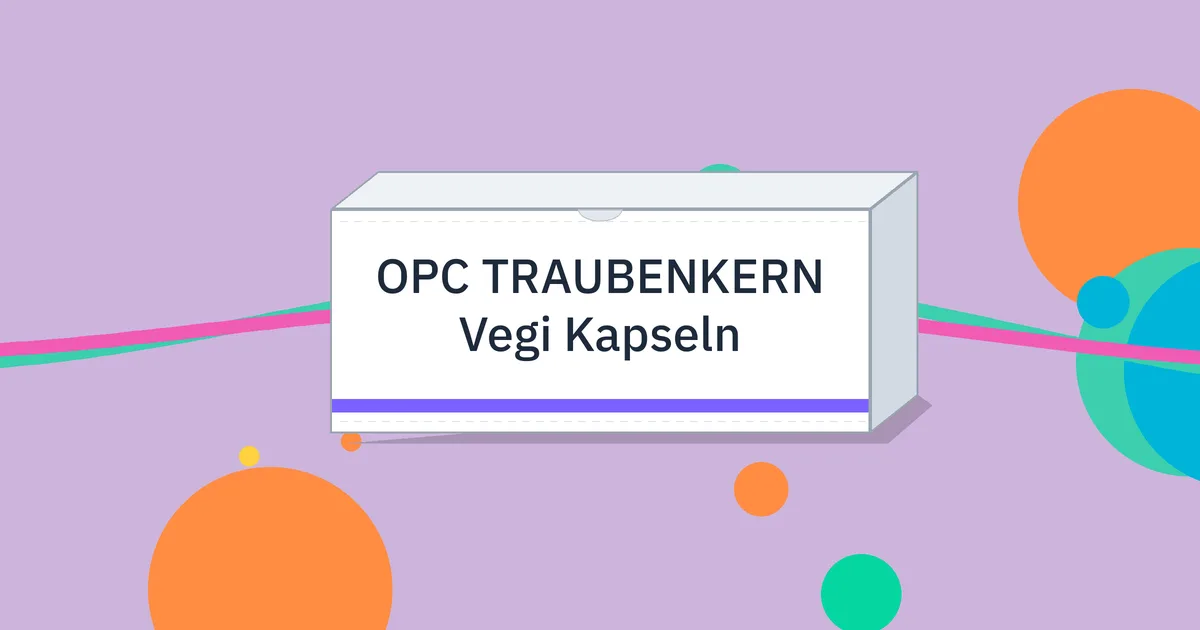Symbolbild: Packung mit der Aufschrift OPC TRAUBENKERN Vegi Kapseln (PZN 11533745) – Verfügbarkeit und Bezug in Apotheken in Frankfurt am Main