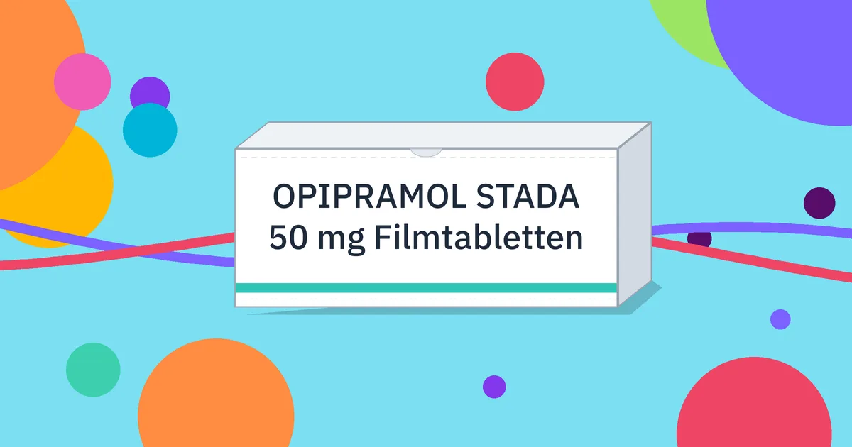 Symbolbild: Packung mit der Aufschrift OPIPRAMOL STADA 50 mg Filmtabletten (PZN 04775904) – Verfügbarkeit und Bezug in Apotheken in Frankfurt am Main