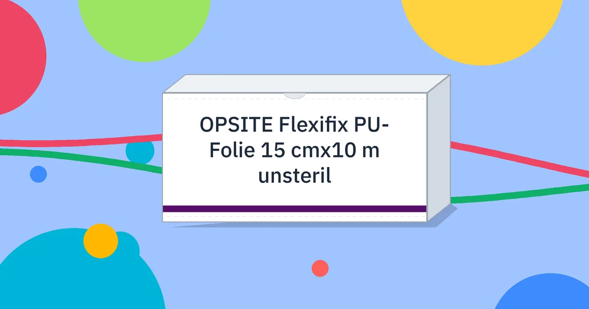 Symbolbild: Packung mit der Aufschrift OPSITE Flexifix PU-Folie 15 cmx10 m unsteril (PZN 17606474) – Verfügbarkeit und Bezug in Apotheken in Frankfurt am Main
