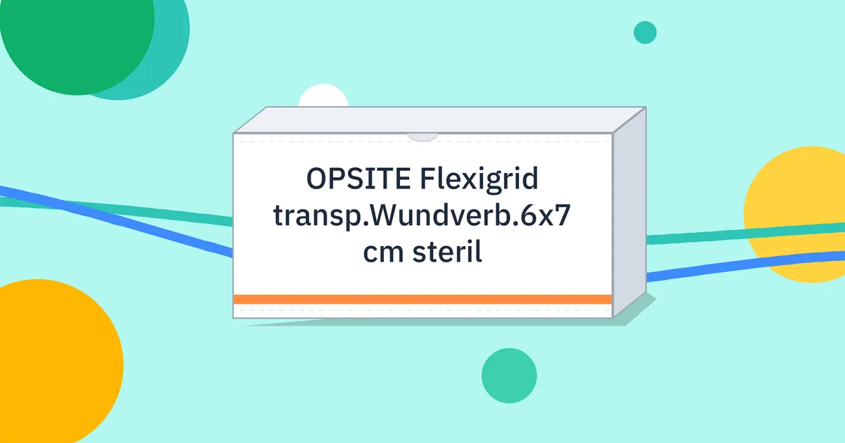 Symbolbild: Packung mit der Aufschrift OPSITE Flexigrid transp.Wundverb.6x7 cm steril (PZN 15302416) – Verfügbarkeit und Bezug in Apotheken in Frankfurt am Main
