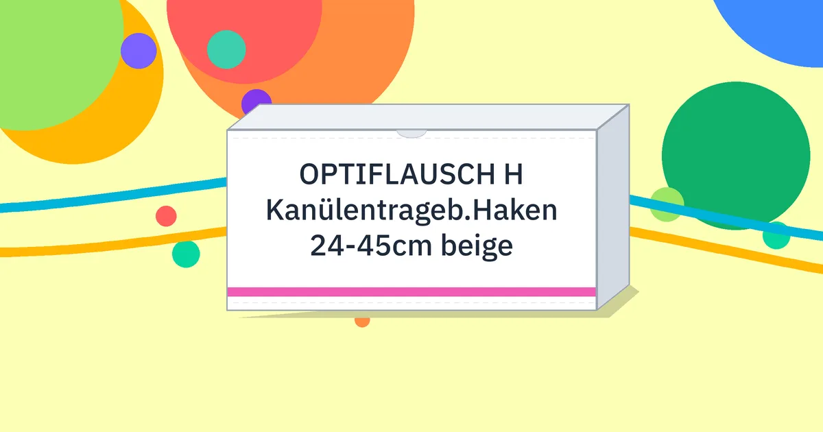 Symbolbild: Packung mit der Aufschrift OPTIFLAUSCH H Kanülentrageb.Haken 24-45cm beige (PZN 19765840) – Verfügbarkeit und Bezug in Apotheken in Frankfurt am Main