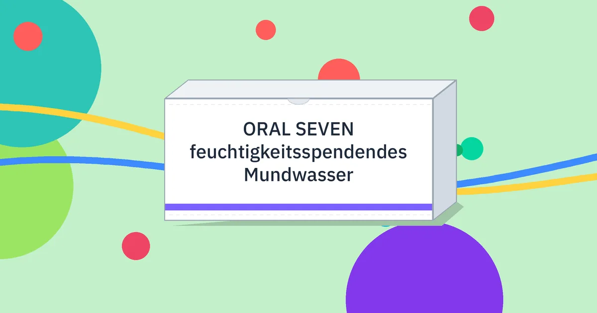 Symbolbild: Packung mit der Aufschrift ORAL SEVEN feuchtigkeitsspendendes Mundwasser (PZN 08867715) – Verfügbarkeit und Bezug in Apotheken in Frankfurt am Main