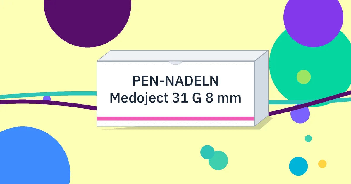 Symbolbild: Packung mit der Aufschrift PEN-NADELN Medoject 31 G 8 mm (PZN 20611059) – Verfügbarkeit und Bezug in Apotheken in Frankfurt am Main