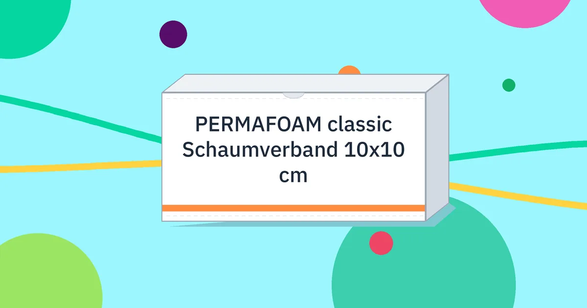 Symbolbild: Packung mit der Aufschrift PERMAFOAM classic Schaumverband 10x10 cm (PZN 17178305) – Verfügbarkeit und Bezug in Apotheken in Frankfurt am Main