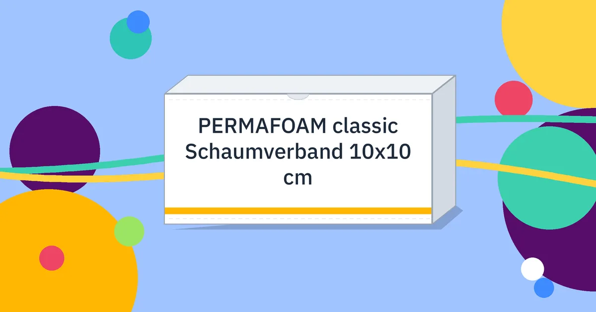 Symbolbild: Packung mit der Aufschrift PERMAFOAM classic Schaumverband 10x10 cm (PZN 17615243) – Verfügbarkeit und Bezug in Apotheken in Frankfurt am Main