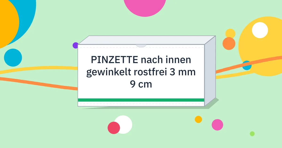 Symbolbild: Packung mit der Aufschrift PINZETTE nach innen gewinkelt rostfrei 3 mm 9 cm (PZN 06805176) – Verfügbarkeit und Bezug in Apotheken in Frankfurt am Main