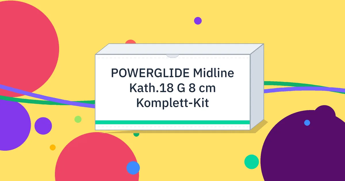 Symbolbild: Packung mit der Aufschrift POWERGLIDE Midline Kath.18 G 8 cm Komplett-Kit (PZN 12777863) – Verfügbarkeit und Bezug in Apotheken in Frankfurt am Main