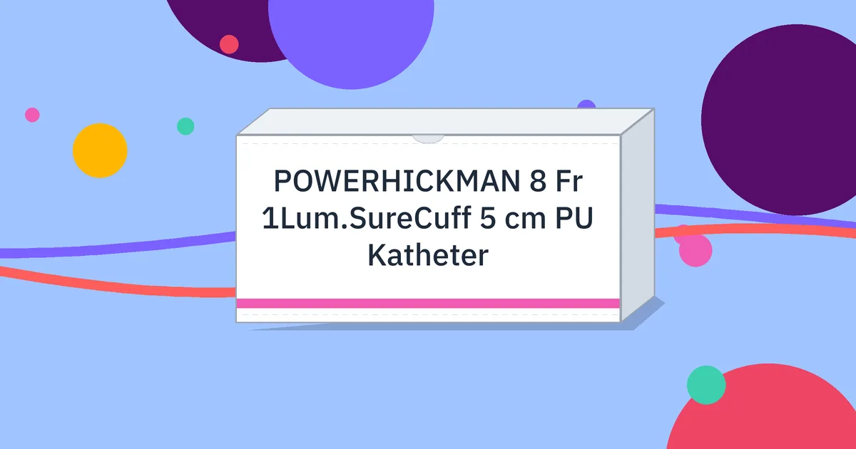 Symbolbild: Packung mit der Aufschrift POWERHICKMAN 8 Fr 1Lum.SureCuff 5 cm PU Katheter (PZN 14185055) – Verfügbarkeit und Bezug in Apotheken in Frankfurt am Main