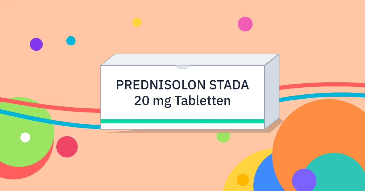 Symbolbild: Packung mit der Aufschrift PREDNISOLON STADA 20 mg Tabletten (PZN 07626085) – Verfügbarkeit und Bezug in Apotheken in Frankfurt am Main