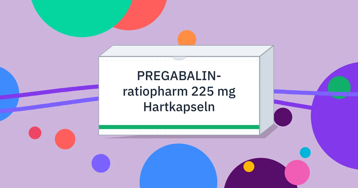 Symbolbild: Packung mit der Aufschrift PREGABALIN-ratiopharm 225 mg Hartkapseln (PZN 10328954) – Verfügbarkeit und Bezug in Apotheken in Frankfurt am Main