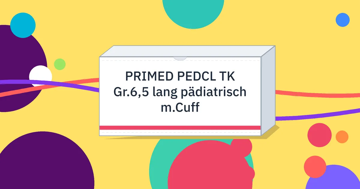 Symbolbild: Packung mit der Aufschrift PRIMED PEDCL TK Gr.6,5 lang pädiatrisch m.Cuff (PZN 11108953) – Verfügbarkeit und Bezug in Apotheken in Frankfurt am Main